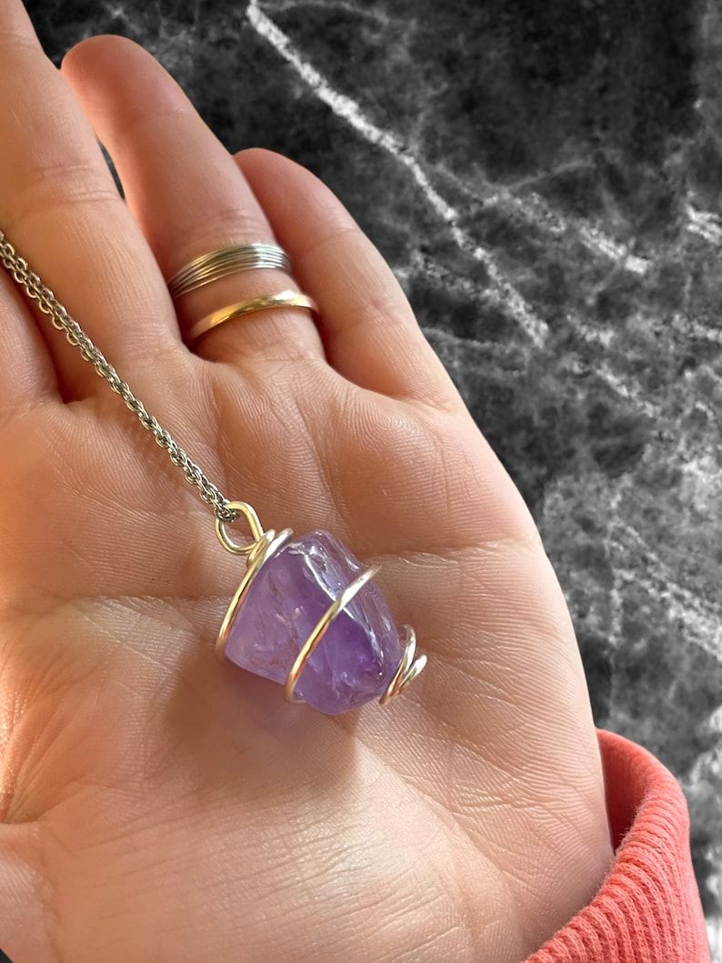 Wire Wrapped Amethyst Necklace Authentic Amethyst Ethically | Etsy