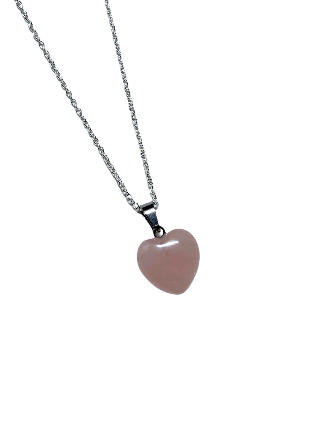 Heart Shaped Rose Quartz Necklace Size 15mm Heart Rose - Etsy