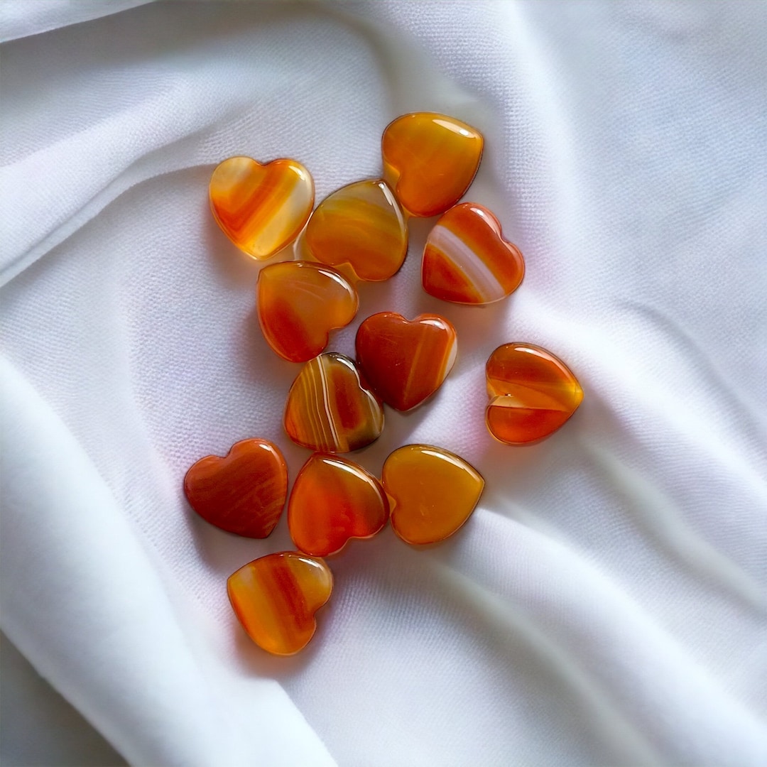 Carnelian Heart Worry Stones, Rubbing Stones, Fidget Crystals, Genuine ...