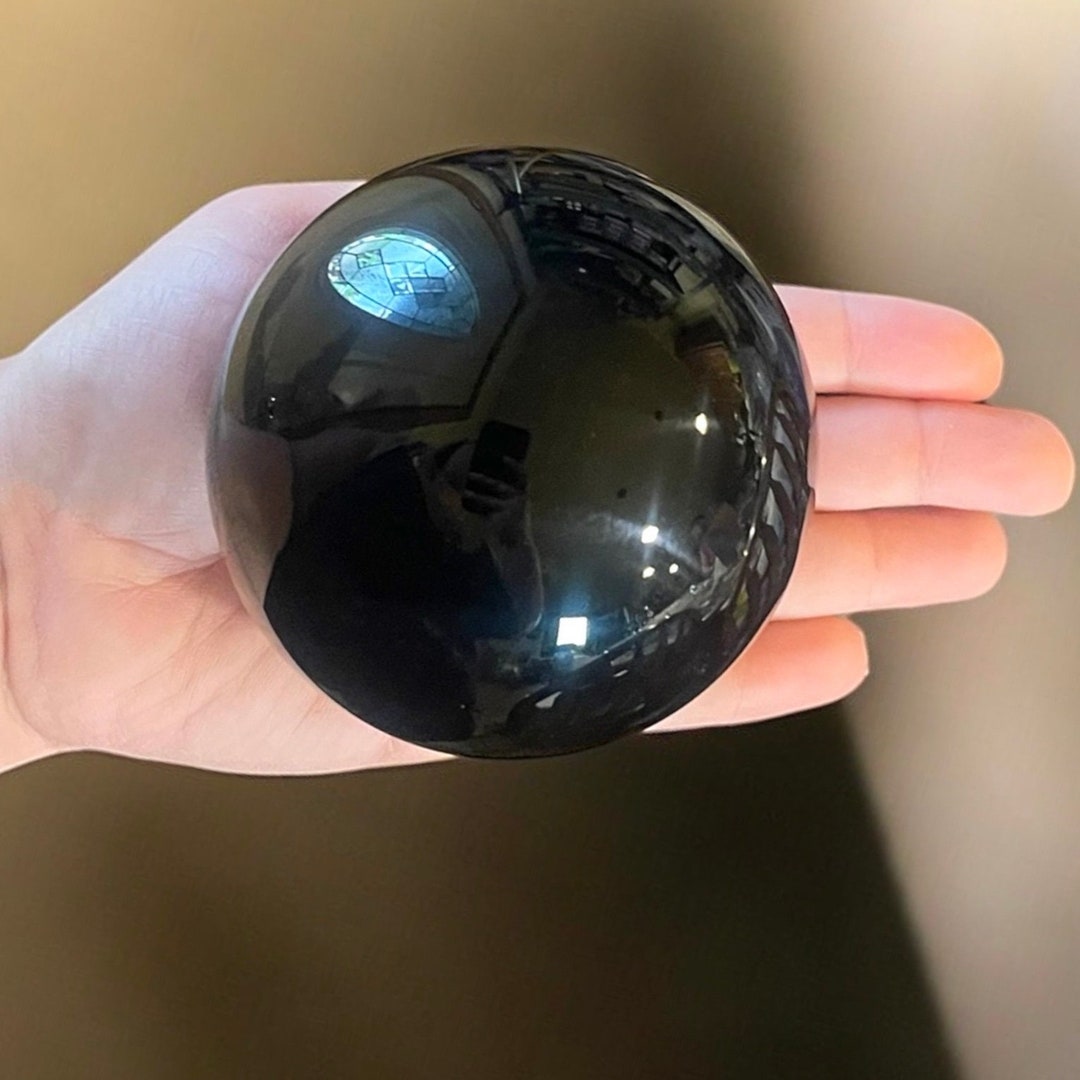 Black Obsidian Sphere, Large Crystal Sphere, Big Black Obsidian Sphere ...