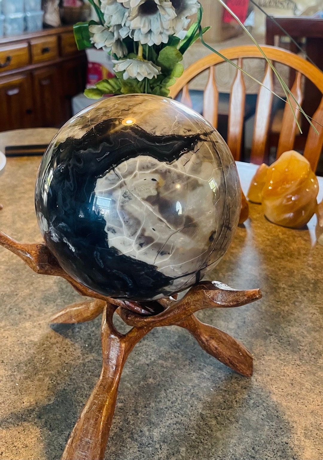 Volcano Agate Sphere, 12 Pound Crystal, UV Reactive Volcano Agate ...