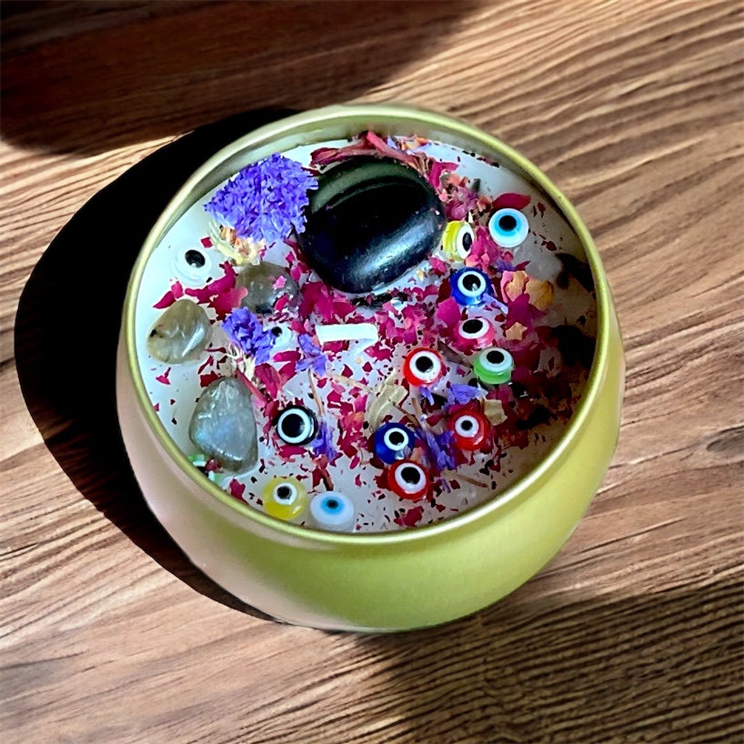 Evil Eye Protection Candle, Evil Eye and Obsidian Candle, Crystal ...