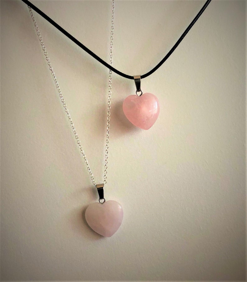 Heart Shaped Rose Quartz Necklace Size 15mm Heart Rose | Etsy