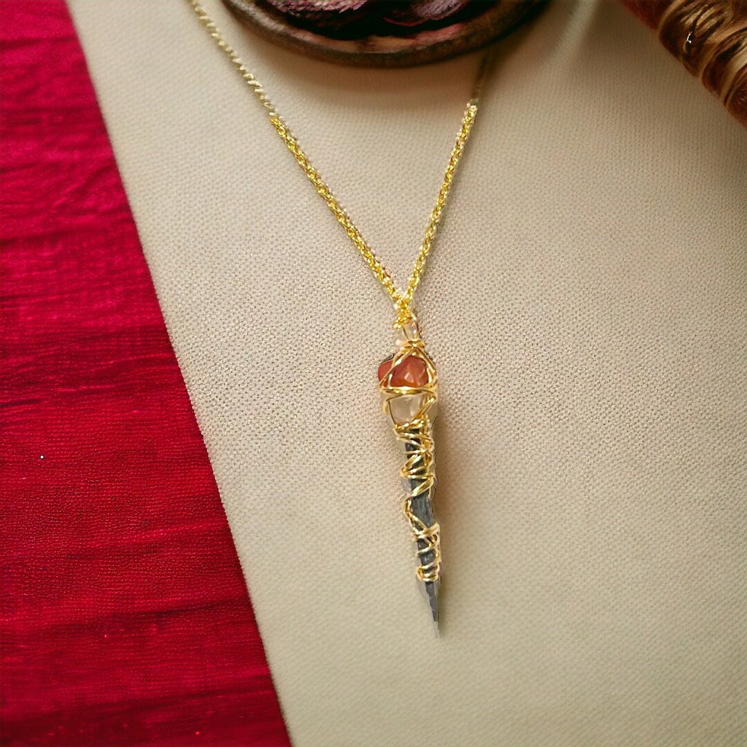 Black Kyanite Citrine and Carnelian Necklace, Protection, Abundance ...