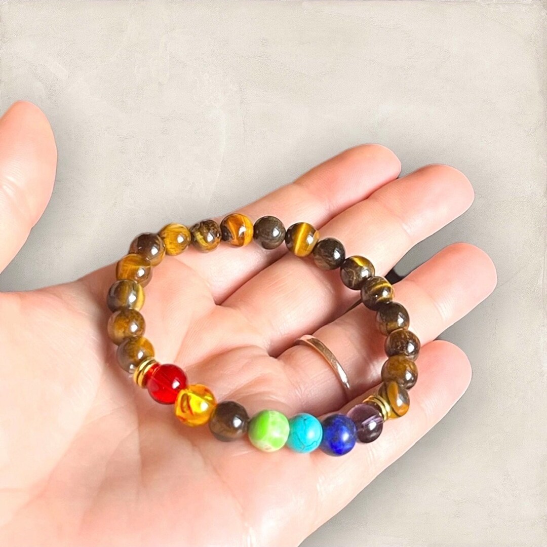 Tiger Eye Chakra Bracelet, Tigers Eye Bracelet, Chakra Bracelet ...
