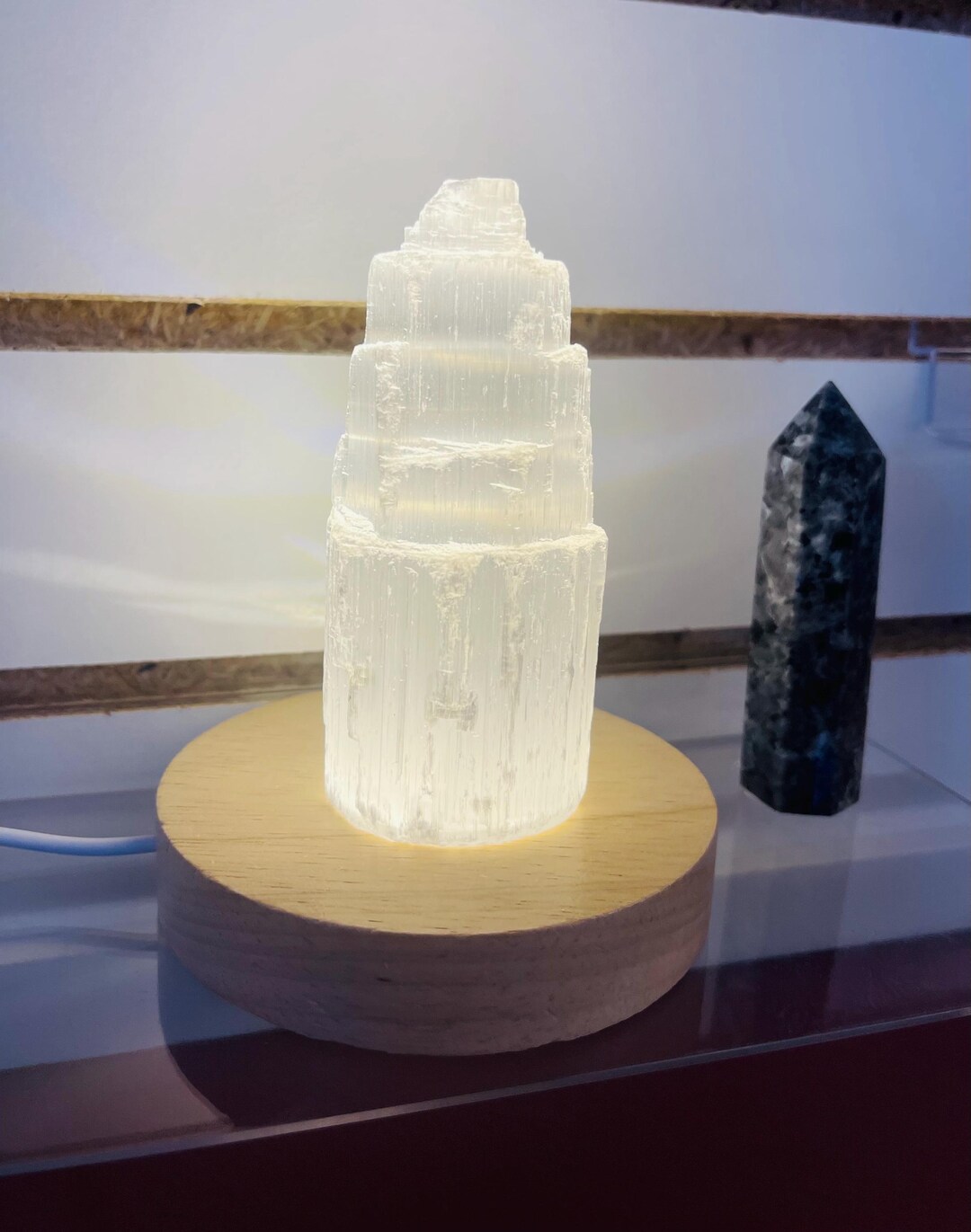 Selenite Light, Selenite Lamp, Crystal Light, Plug in Crystal Light ...