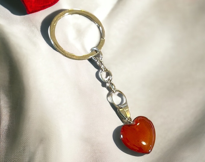 Carnelian Heart Keychain, Healing Crystal Keychain, Gemstone, Crystals ...