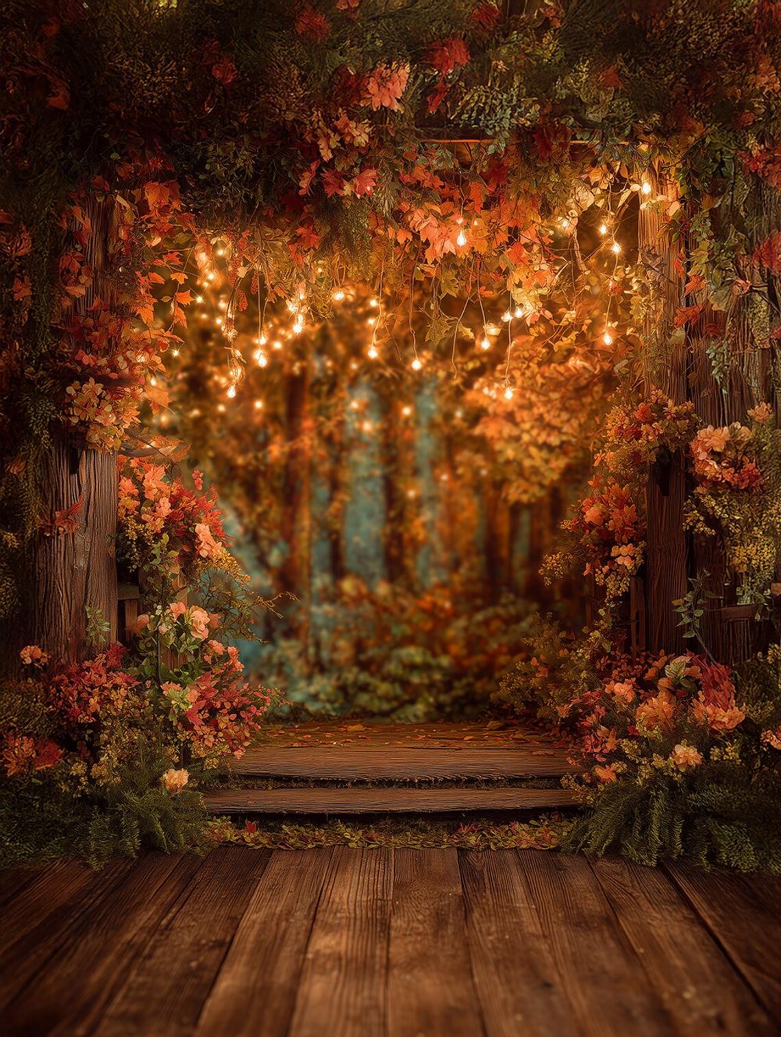 Autumn Digital Photography Backdrop: Golden Leaves, Warm Tones - Etsy