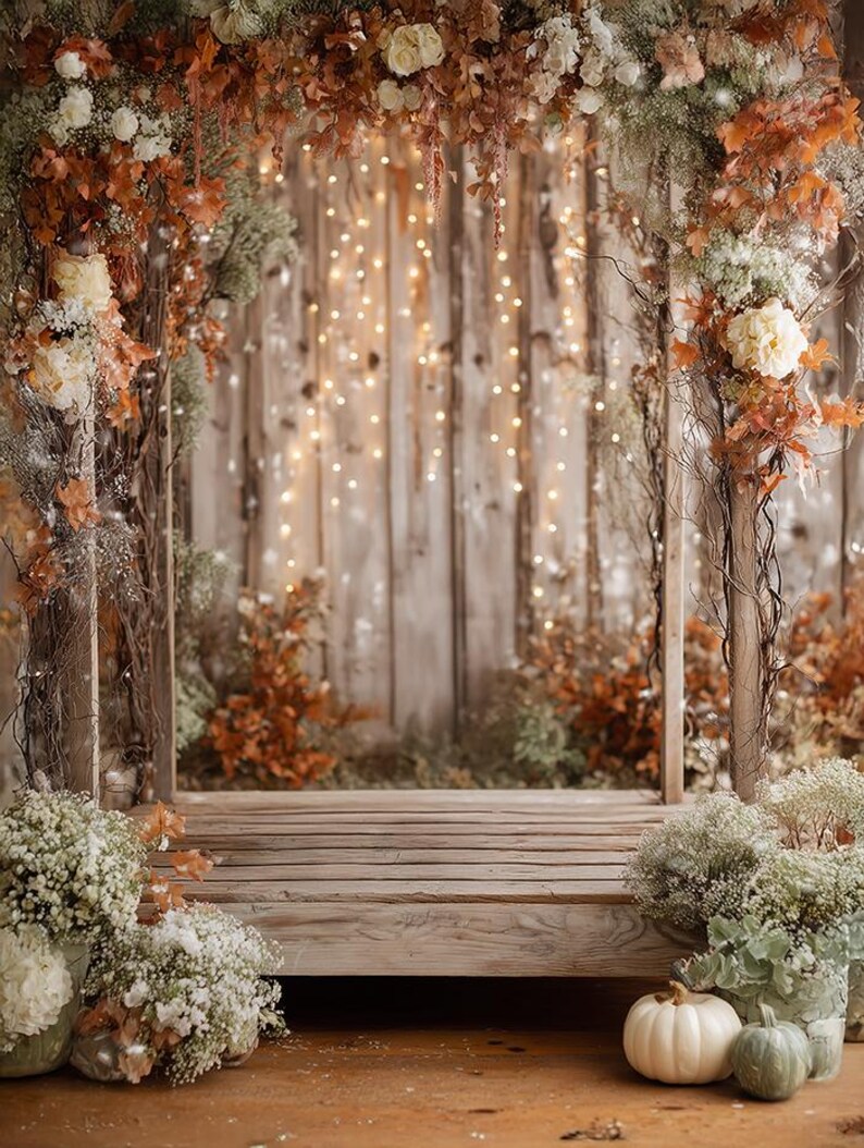 Warm Whimsical Fall Digital Backdrop – Cozy Autumn Scene – Instant ...