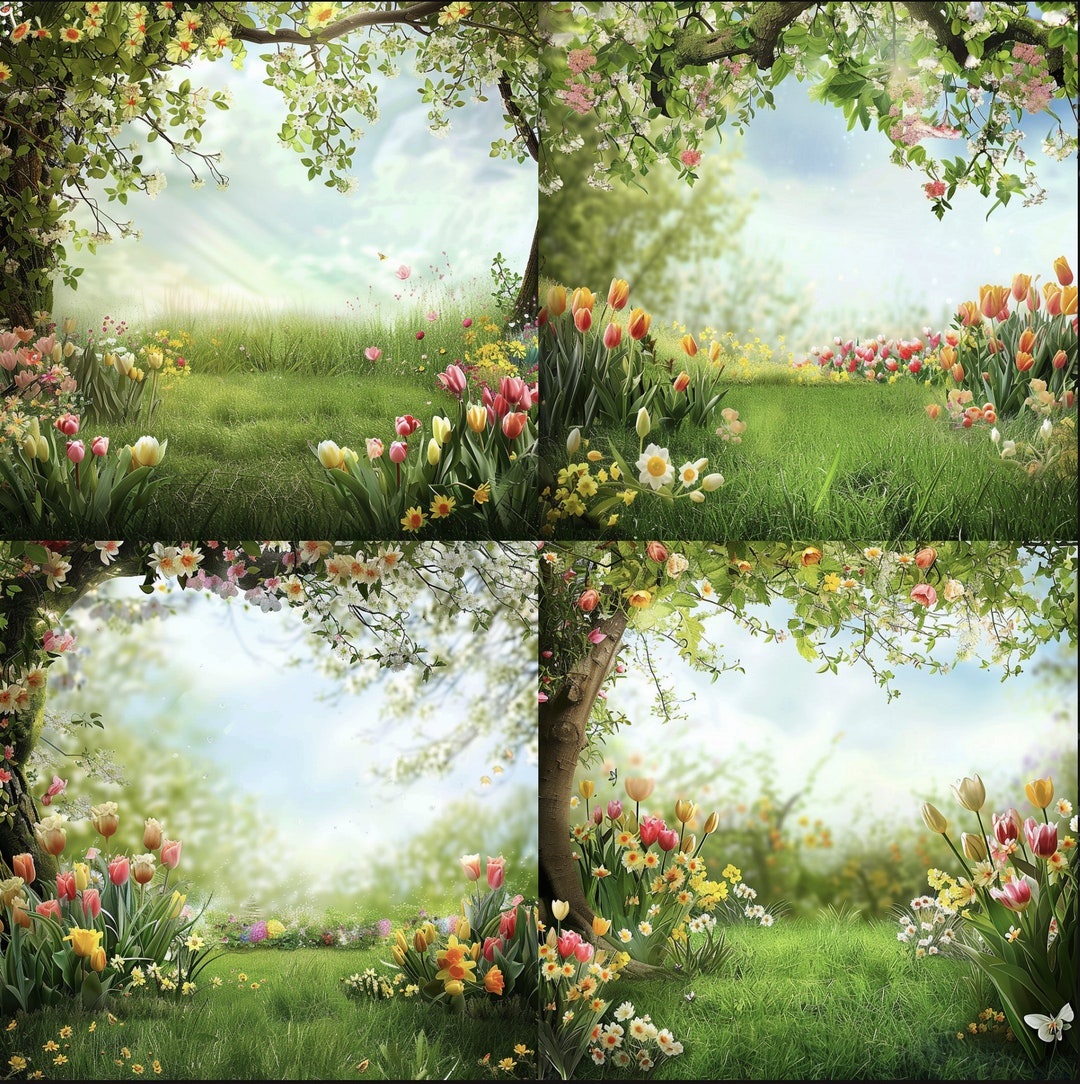 4 Pack Digital Spring / Easter Backdrops - Etsy
