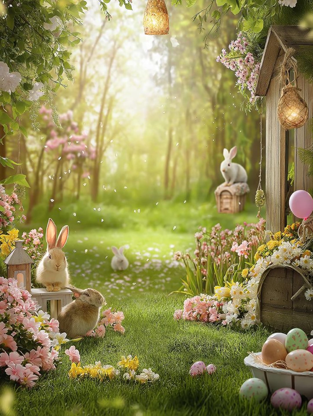 Enchanted Easter Digital Background - Etsy