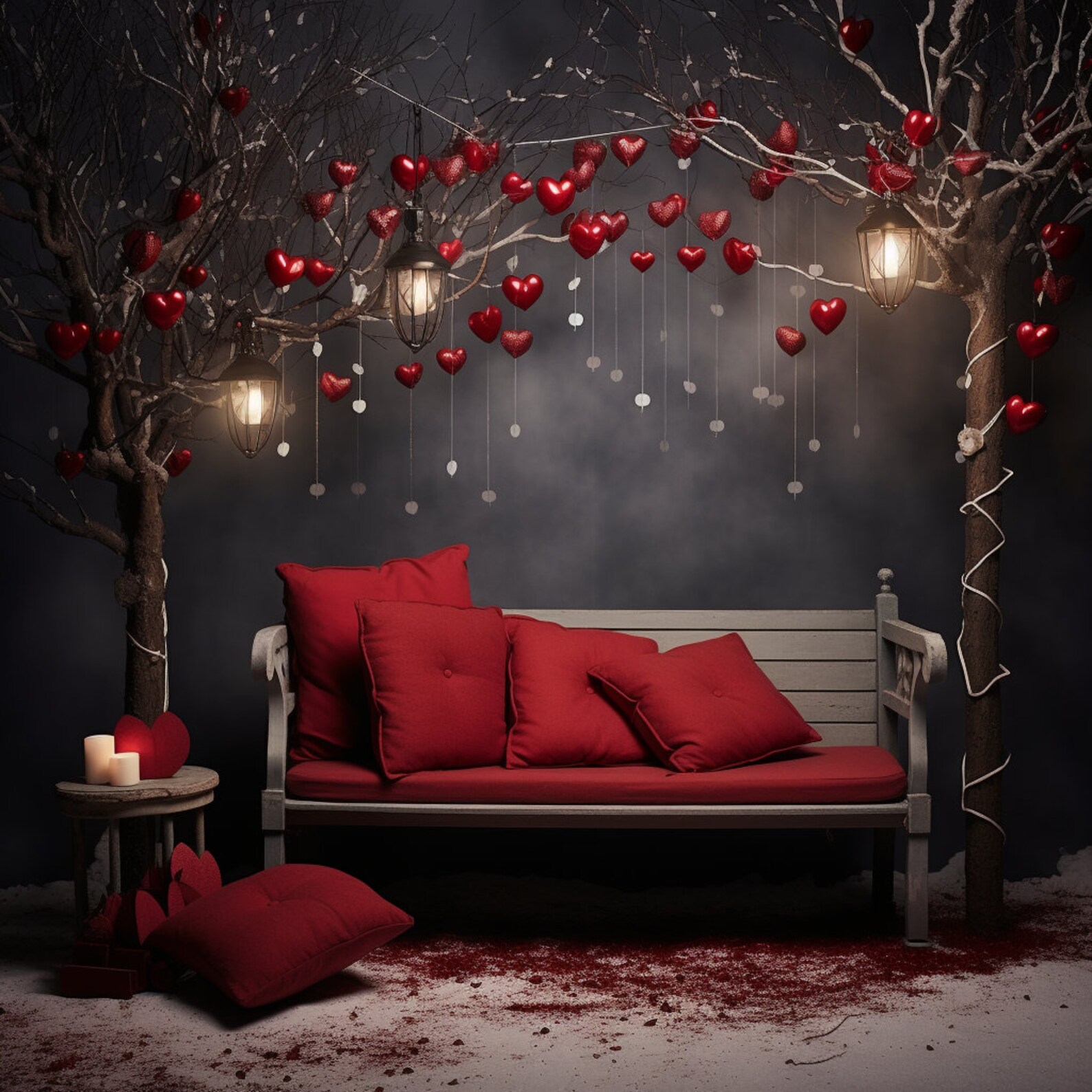 Romantic Valentine’s Day Digital Backdrop – Elegant Love Scene ...