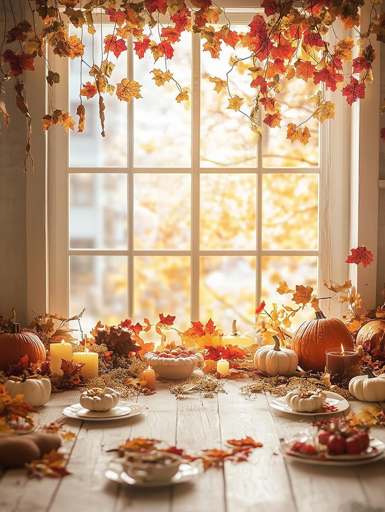 Warm Window Autumn Digital Background - Etsy