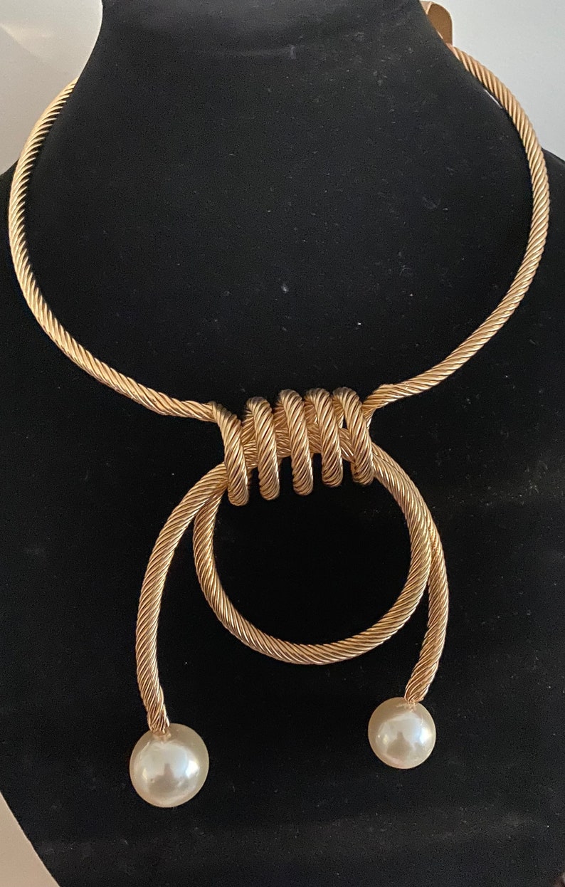 Abstract Oversized Gold Pearl Necklace Set Unique Jewelry Birthday ...