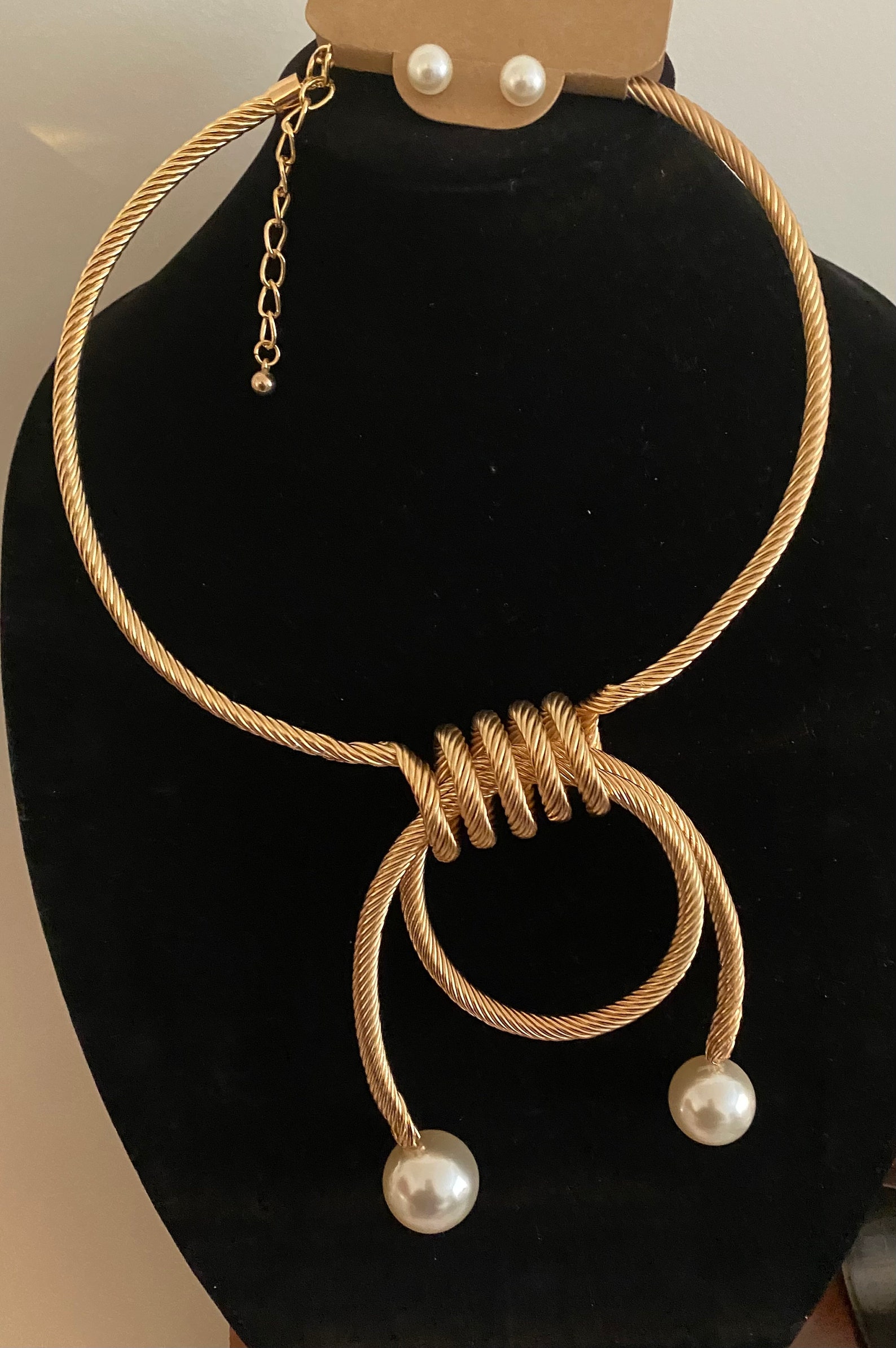 Abstract Oversized Gold Pearl Necklace Set Unique Jewelry Birthday ...