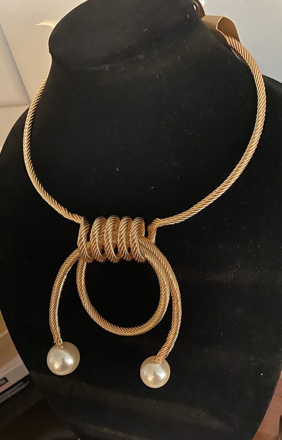 Abstract Oversized Gold Pearl Necklace Set Unique Jewelry Birthday ...
