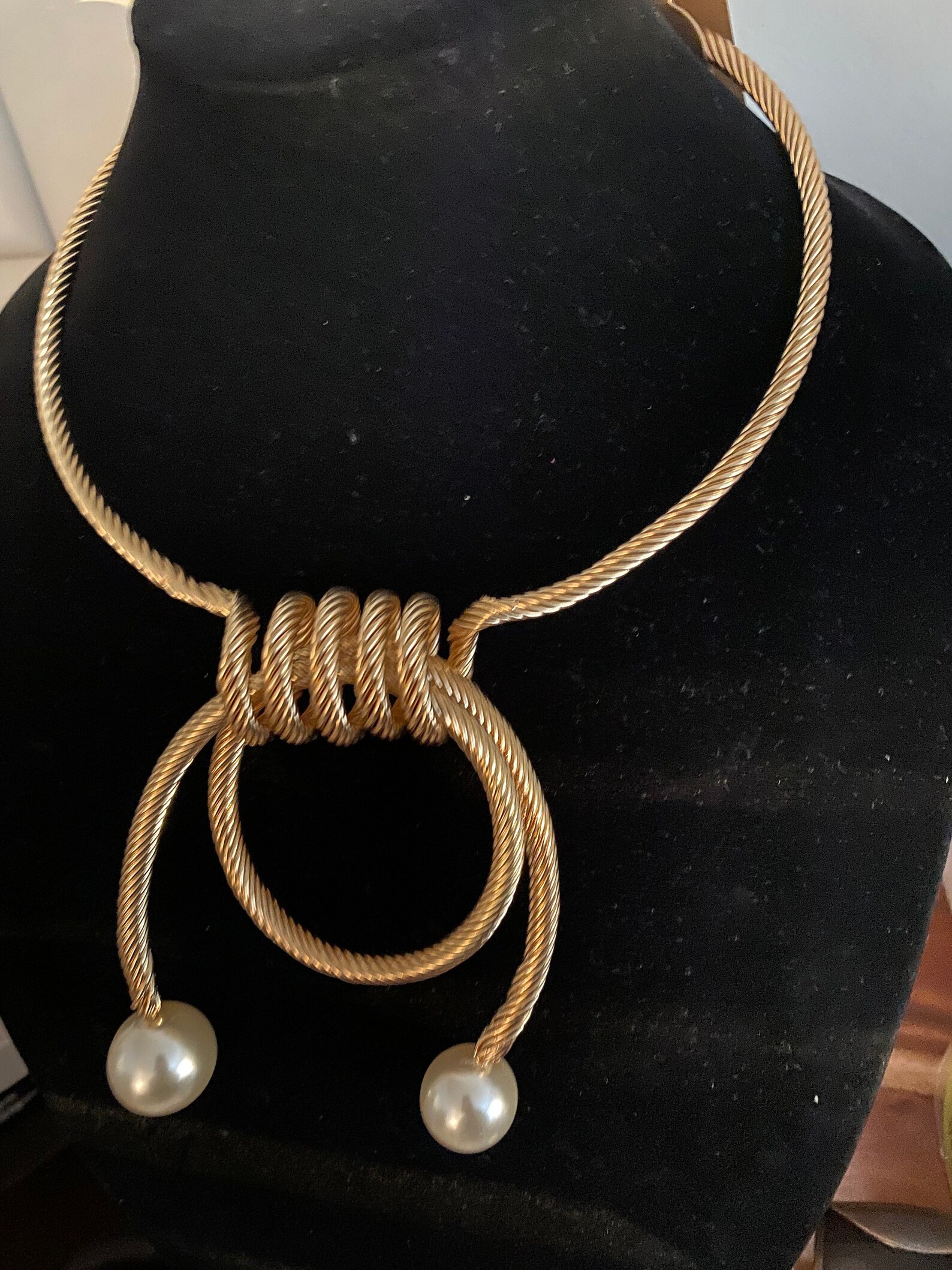 Abstract Oversized Gold Pearl Necklace Set Unique Jewelry Birthday ...