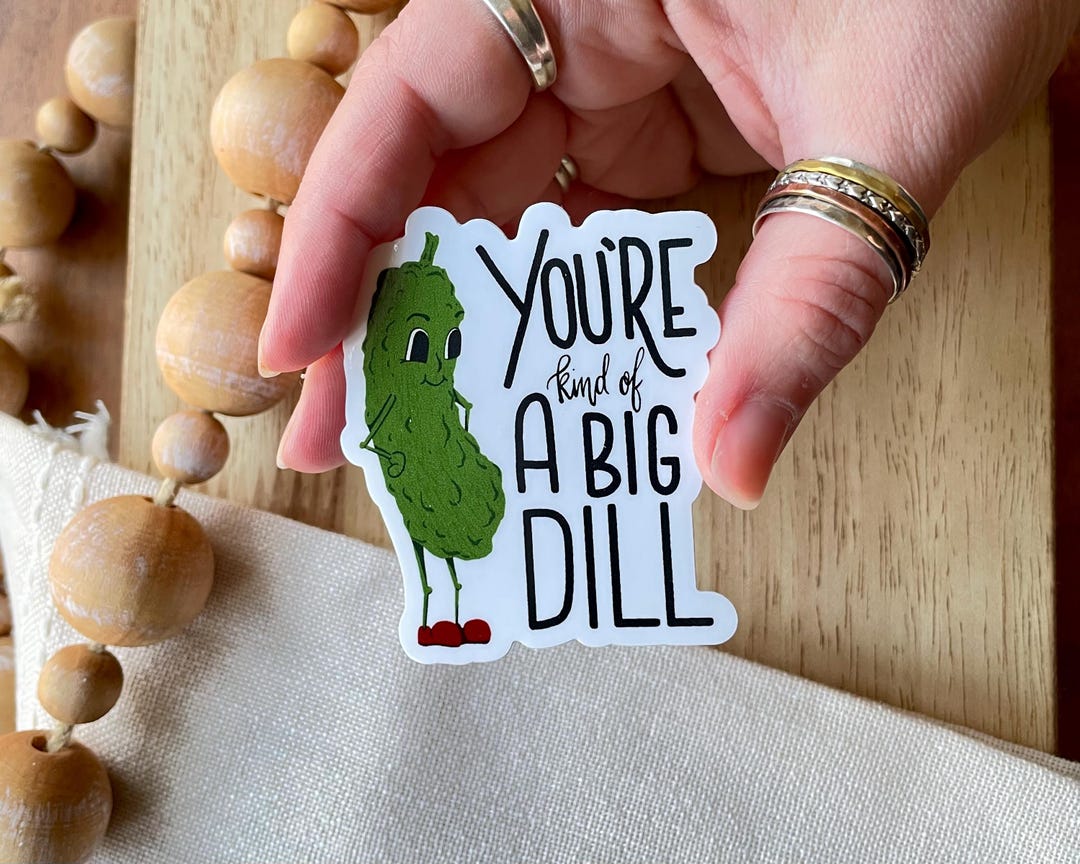 Big Dill Pickle Sticker: Funny Food Pun, Water-resistant Vinyl Decal - Etsy