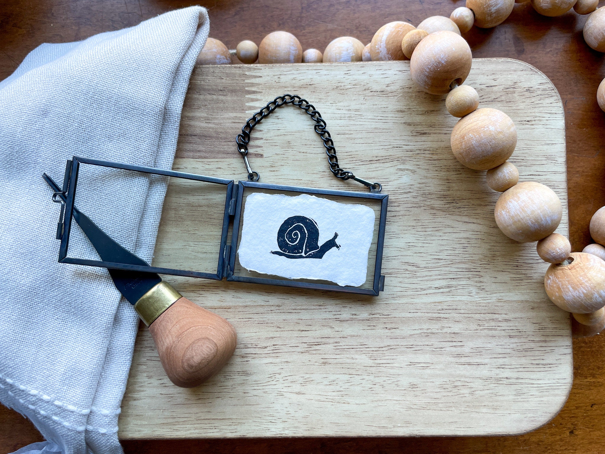 Cute Snail Original Linocut Print - Mini Art Print, Mini Linocut Print ...