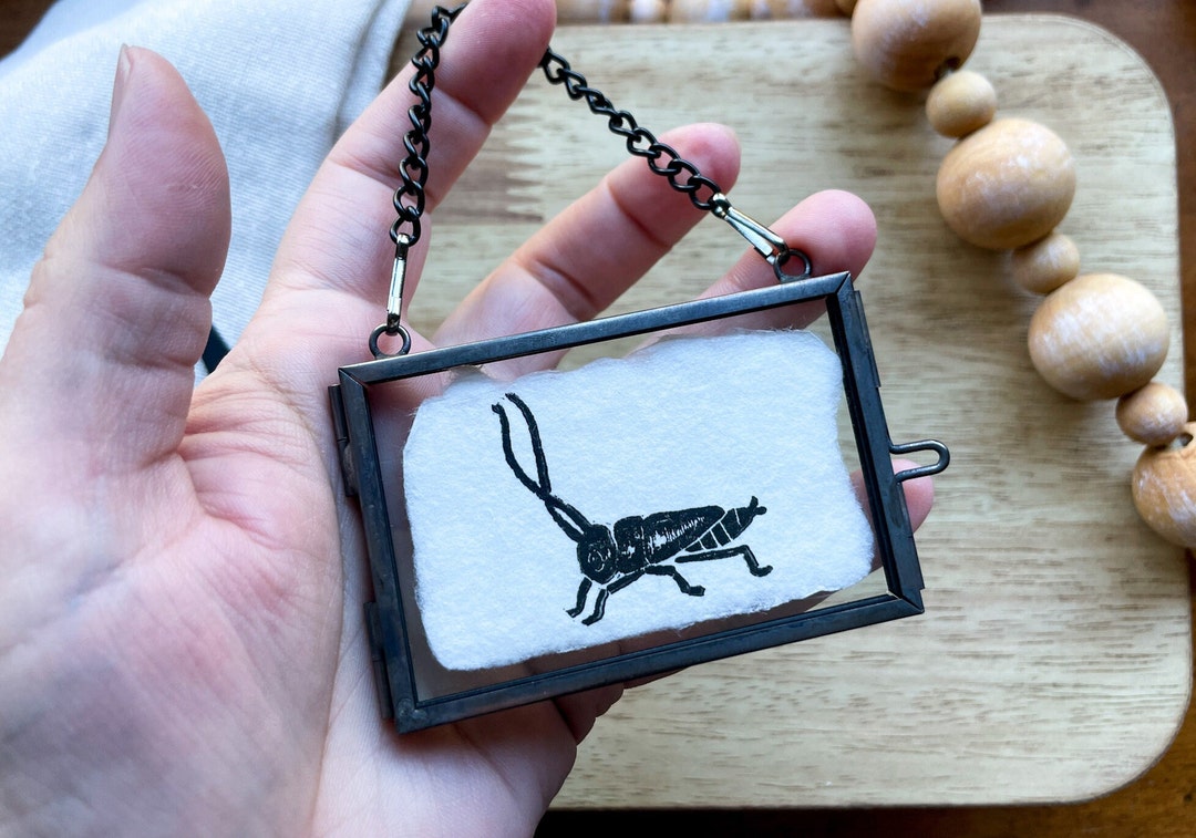 Auspicious Cricket Original Linocut Print - Mini Art Print, Mini ...