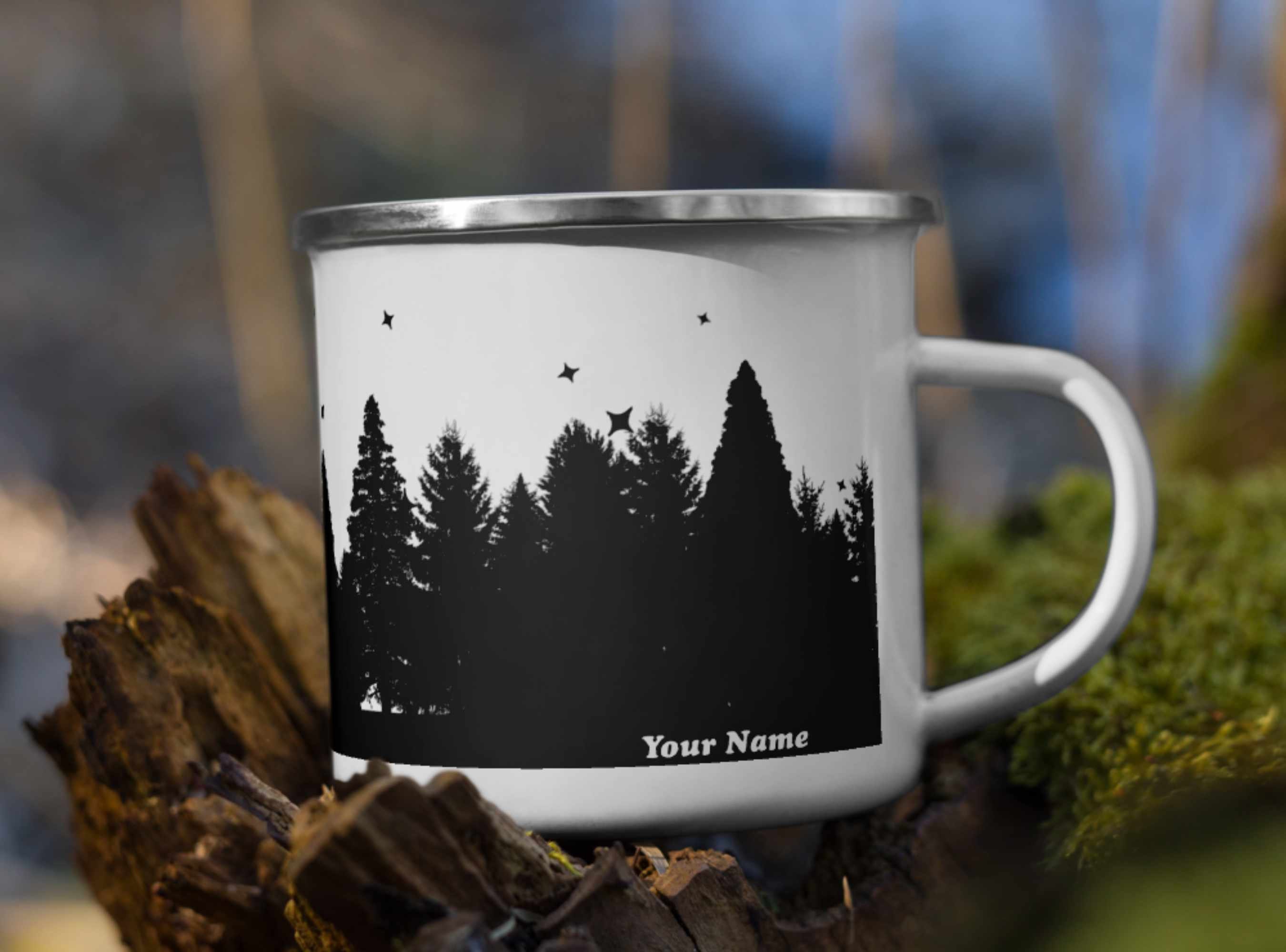 Personalized Camping Mug Forest Mug Pine Tree Mountain Mug | Etsy
