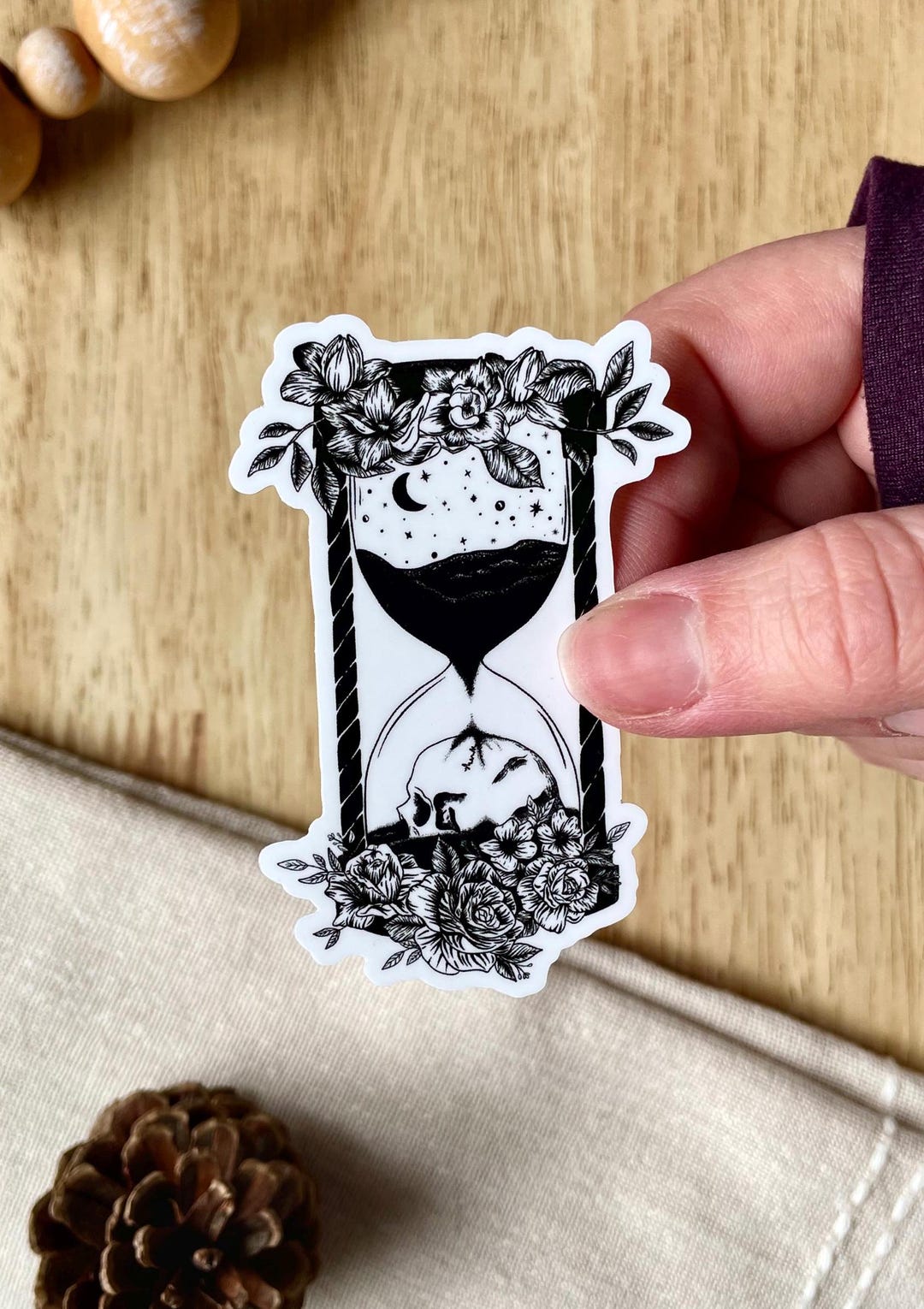 Eternal Skull Sticker, Skull and Bones Illustrated Sticker, Memento ...