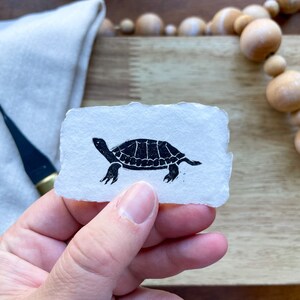 Cute Turtle Decor Original Linocut Print - Mini Art Print, Mini Linocut ...