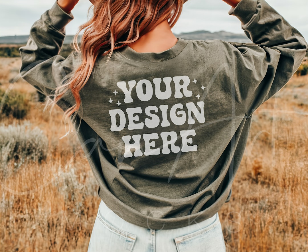 Dark Grey Heather Crewneck Back Mockup Gildan 18000 Grey Color ...