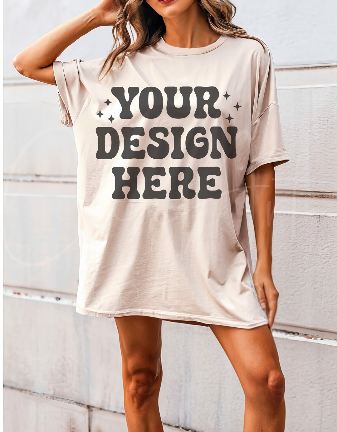 Gildan 5000 Sand Mockup, Natural Color T-shirt Mockup, Women Model ...