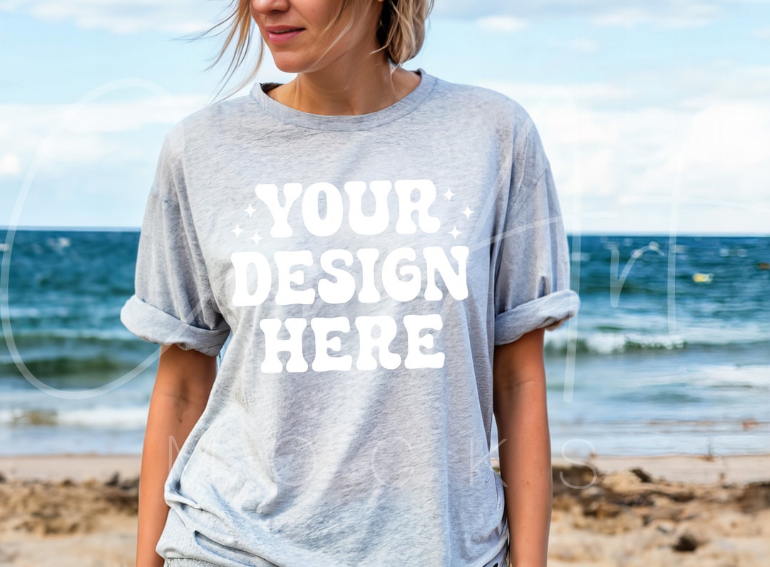 Bella Canvas 3001 Athlethic Heather T-shirt Mockup, BC Light Grey ...