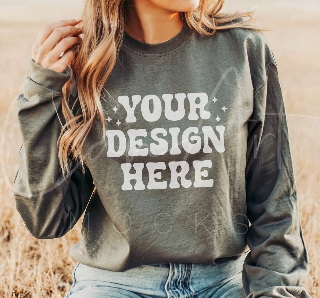 Dark Grey Heather Crewneck Mockup Gildan 18000 Grey Color Sweatshirt ...