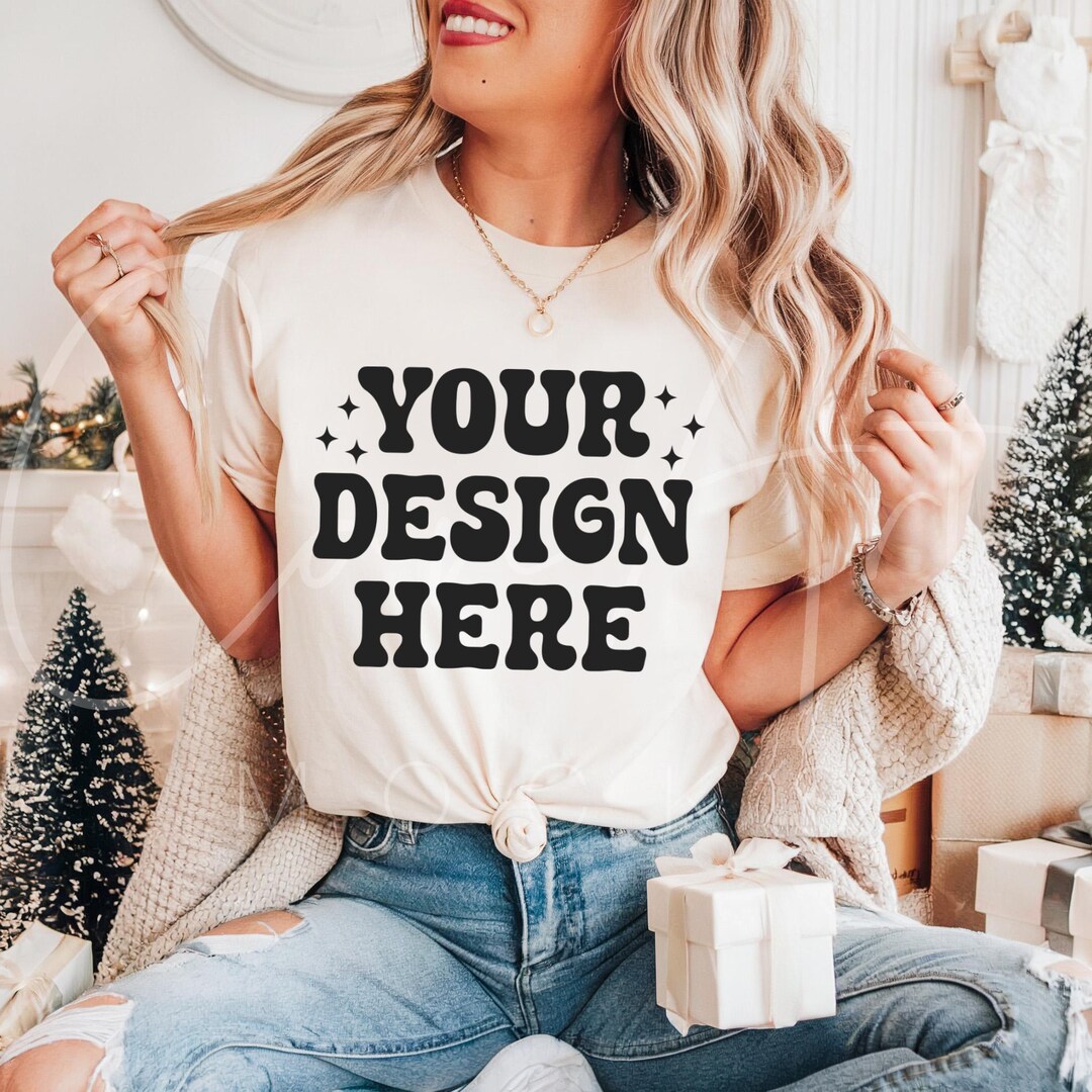 Christmas Soft Cream T-shirt Mockup, Bella Canvas 3001 Soft Cream ...