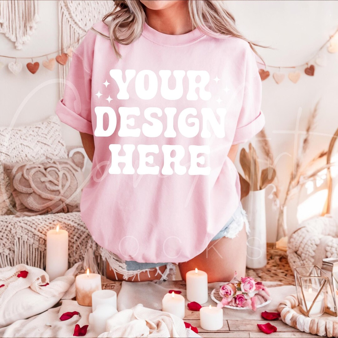 Gildan 5000 Light Pink Mockup for Valentine's Day, Gildan Apparel ...