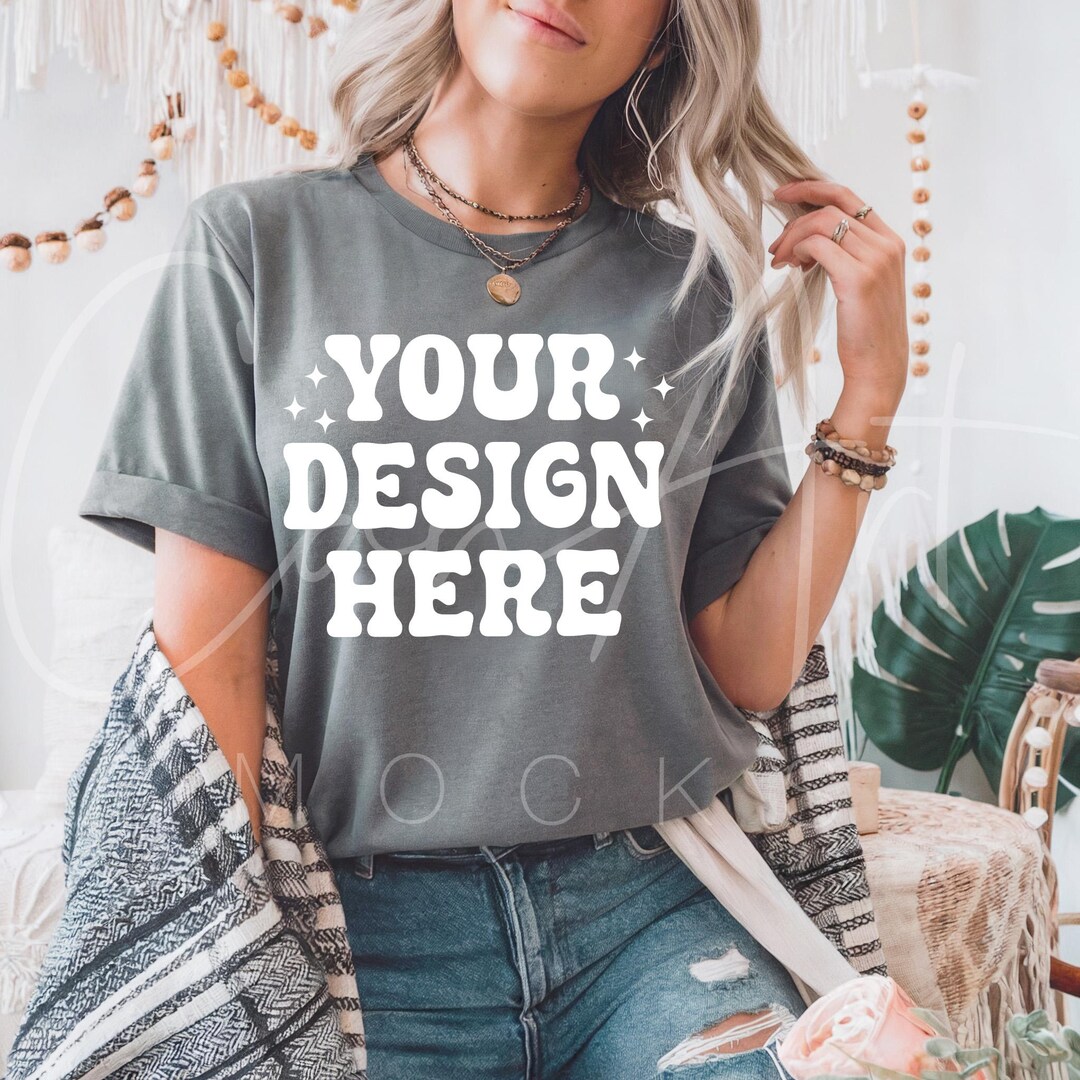 Gildan 5000 Asphalt T-shirt Mockup, Apparel Mockup for Print on Demand ...