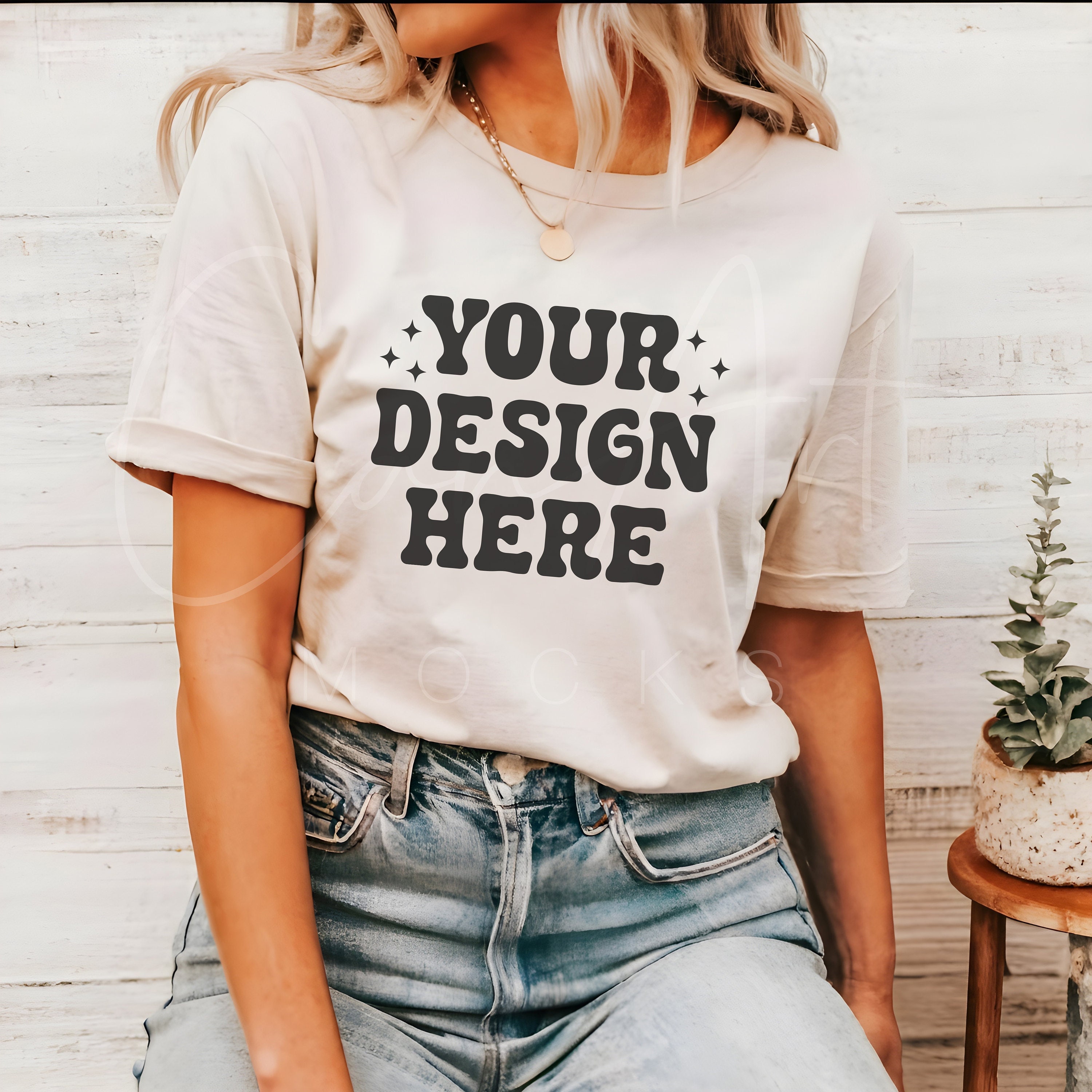 Natural Shirt Mockup, BC 3001 Natural, Bella Canvas Natural Color ...