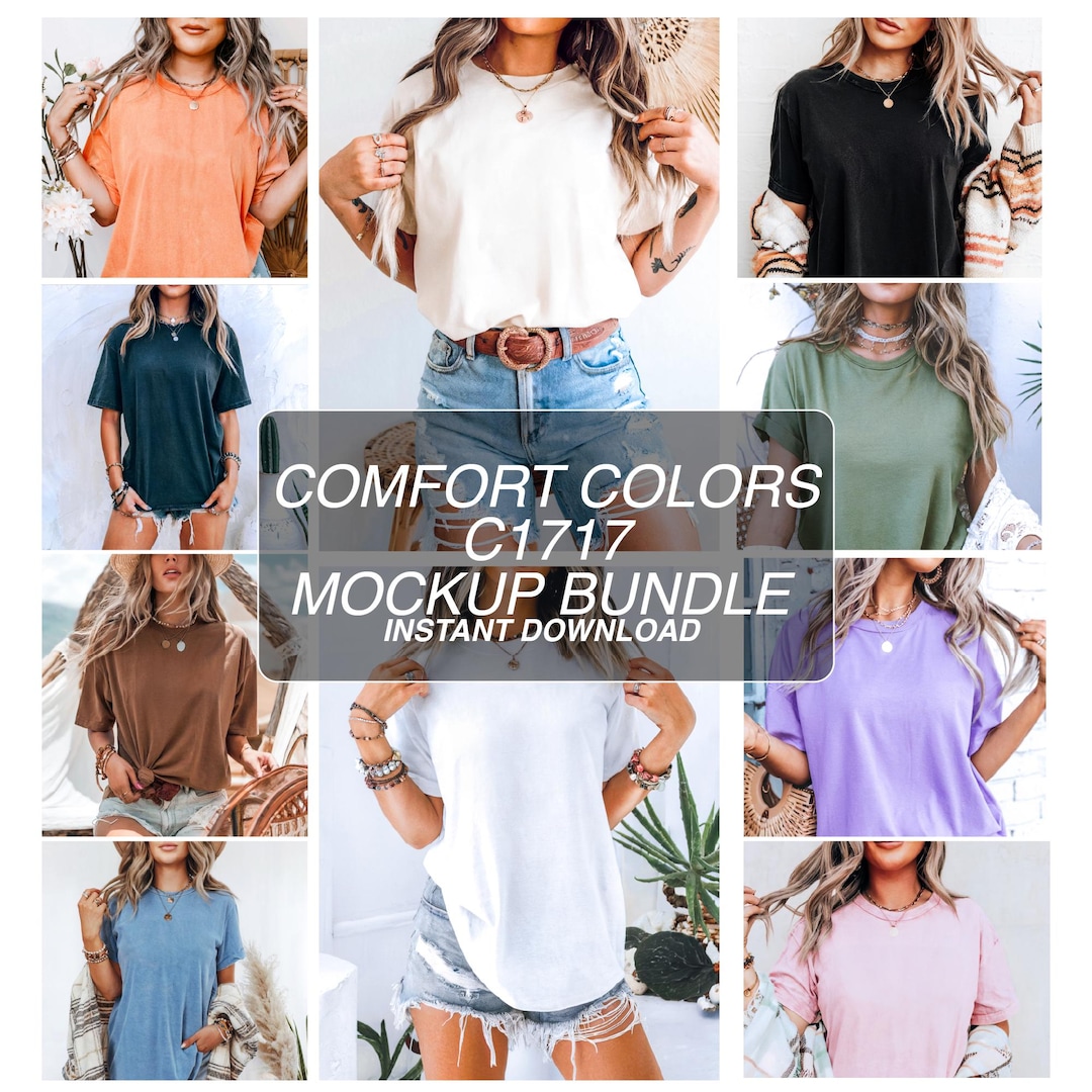 Comfort Colors C1717 Mockup Bundle, CC Tee Shirt Mockup Bundle Print on ...