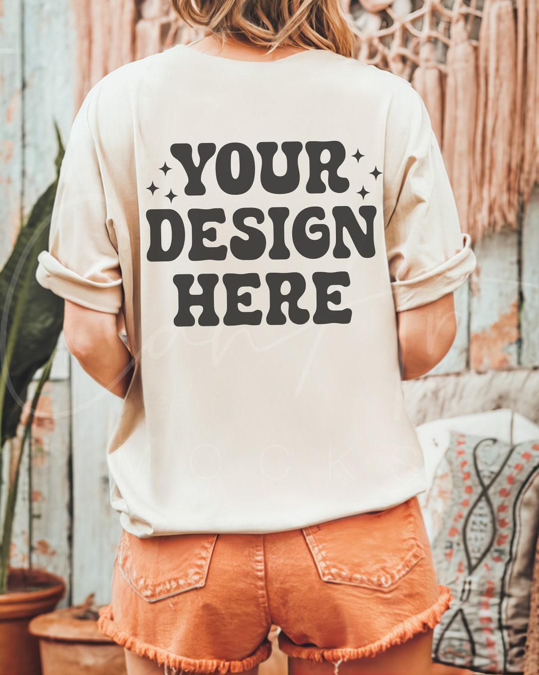 Comfort Colors Ivory Back of T-shirt Mockup, Ivory T-shirt Back Mockup ...