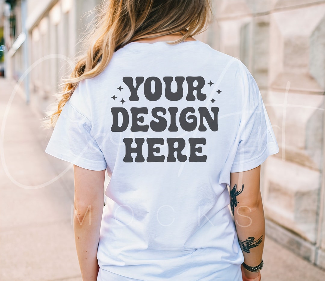 White T-shirt Back Mockup, White Tee Backside Mockup, Blank White Shirt ...