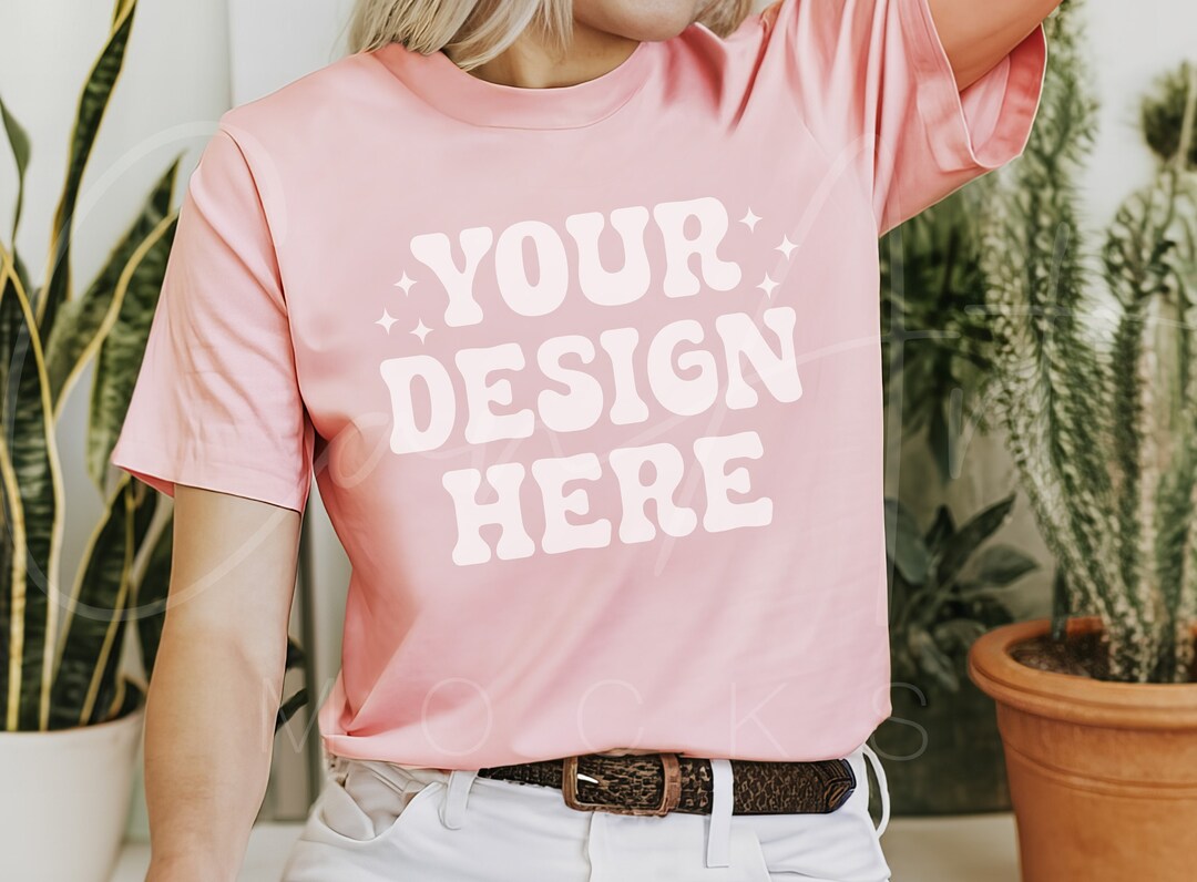 Light Pink Shirt Mockup, Bella Canvas 3001 Mockup, BC Tee Showcase ...