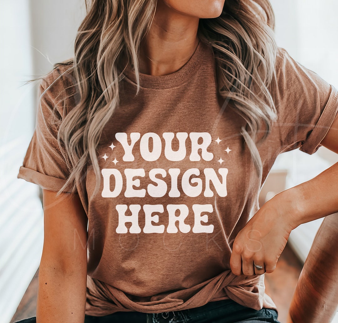 Heather Brown Bella Canvas Tee Mockup, Brown Shirt Mockup, BC 3001 T-shirt Mockup Casual Brown ...