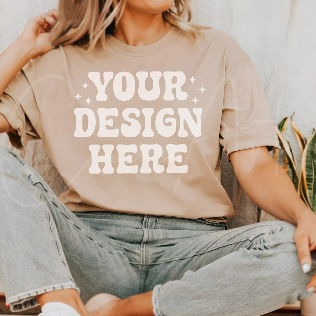 Bella Canvas 3001 Sand Tee Mockup, Sand Dune T-shirt Mockup, Natural ...