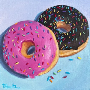 Donut Painting L Kitchen Art L Sprinkled Doughnut Painting L Bakery Art ...