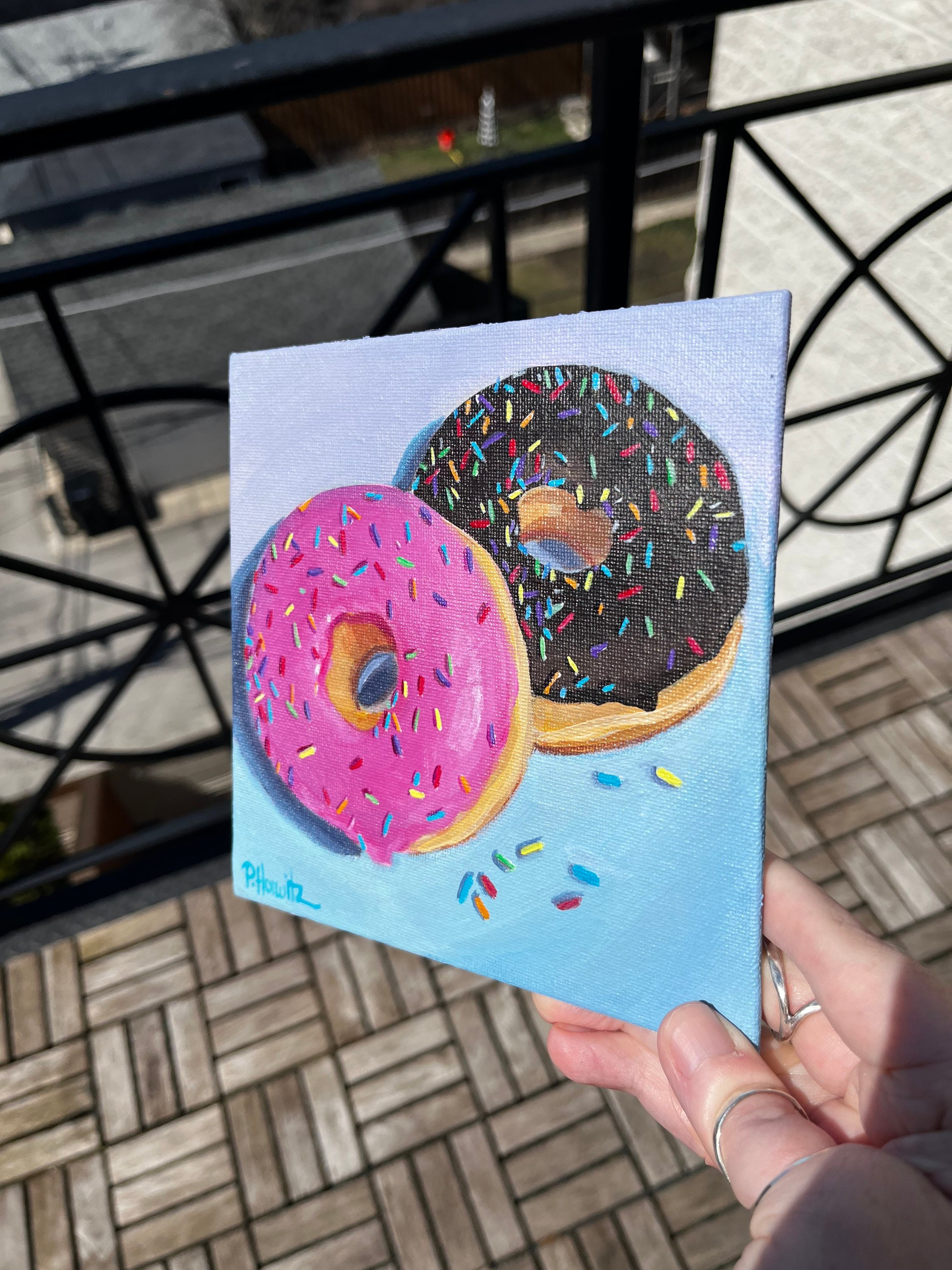 6x6 Inch Original Acrylic Painting Donut Painting Kitchen - Etsy