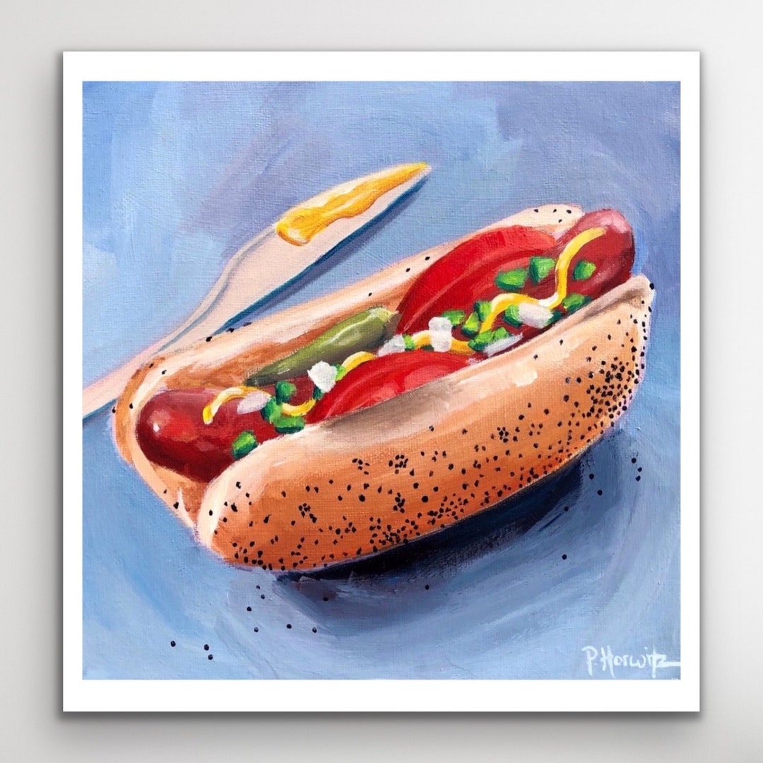 Chicago Hot Dog Glicée Print Food Art Classic Hot Dog Home - Etsy
