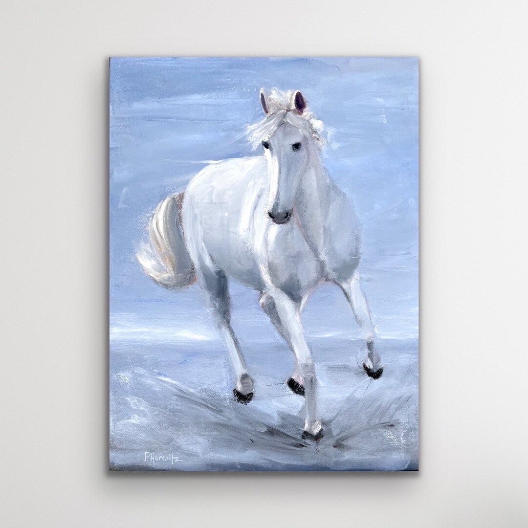 White Horse Art Giclee Print L Wild Horse L Animal Art L Horse Art L ...
