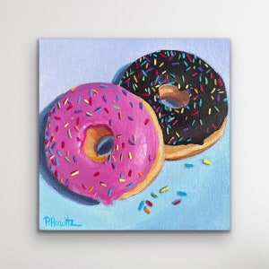Donut Painting L Kitchen Art L Sprinkled Doughnut Painting L Bakery Art ...