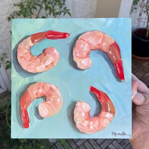 Vibrant Steamed Shrimp Artwork L Seafood Wall Decor L Coastal Kitchen ...