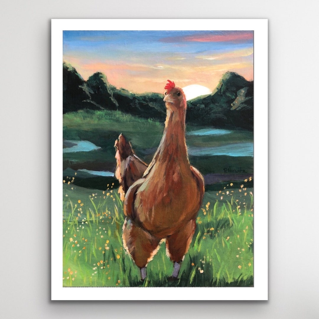Curious Chicken Giclee Print L Funny Chicken Art L Colorful Artwork L ...