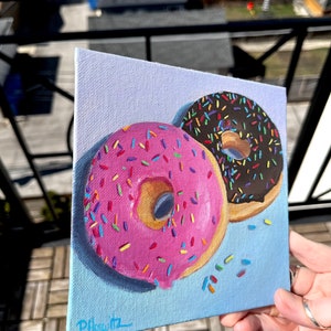 Donut Painting L Kitchen Art L Sprinkled Doughnut Painting L Bakery Art ...