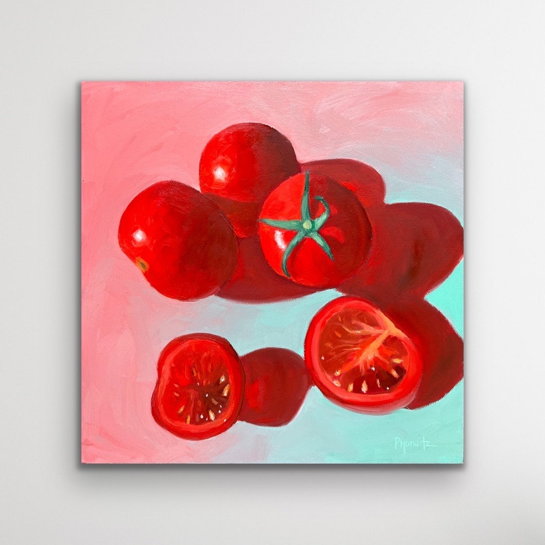 Tomato Oil Painting L Cherry Tomato Artwork L Kitchen Art L ...